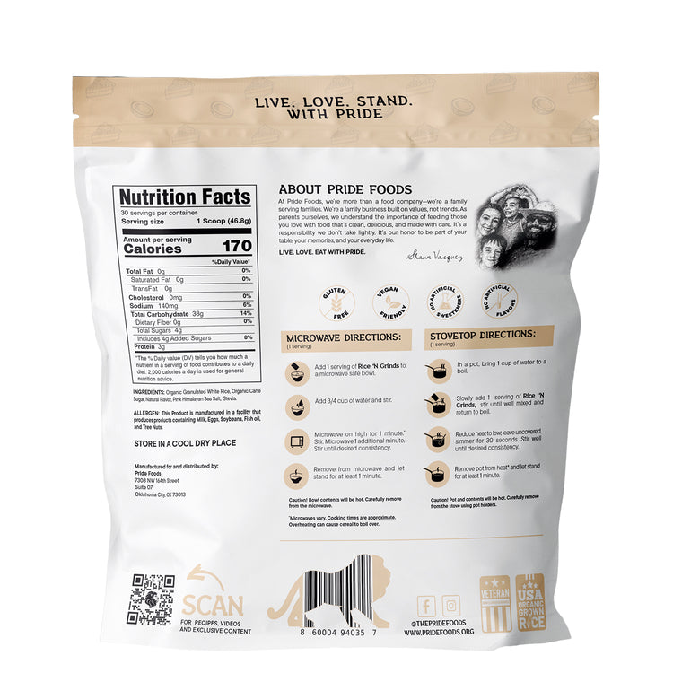 Rice 'N Grinds - Natural Hot Rice Cereal – Pride Foods USA